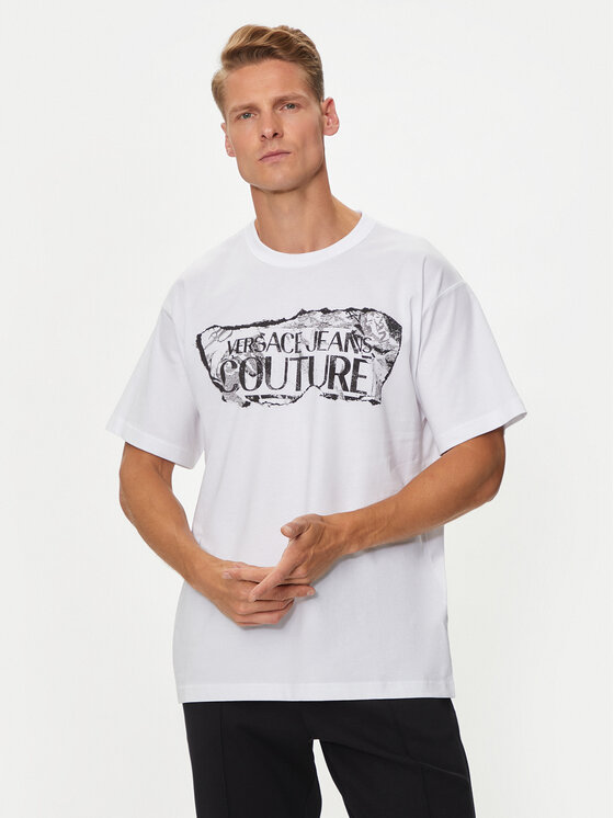 Versace Jeans Couture Tricou 76GAHE03 Alb Regular Fit | Modivo.ro