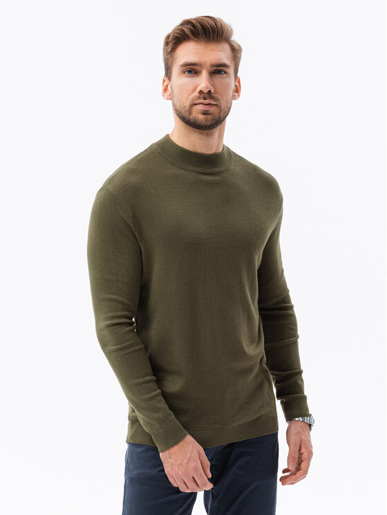 Ombre Sweter E178 Khaki Regular Fit | Modivo.pl