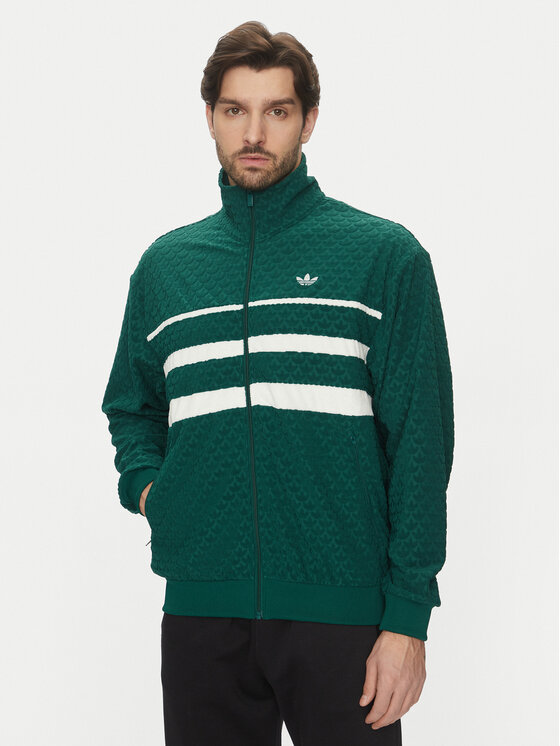 adidas Mikina Monogram JD0696 Zelená Loose Fit | Modivo.cz