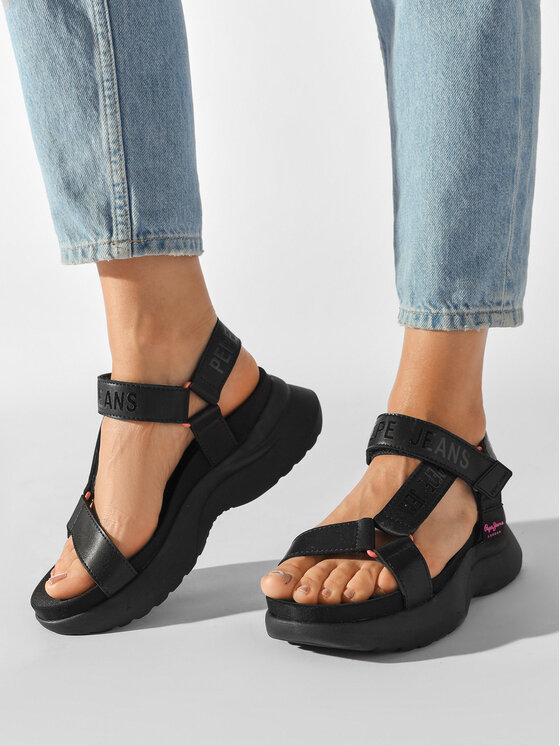 Pepe Jeans Sandalen Venus Ace PLS90571 Schwarz | Modivo.de