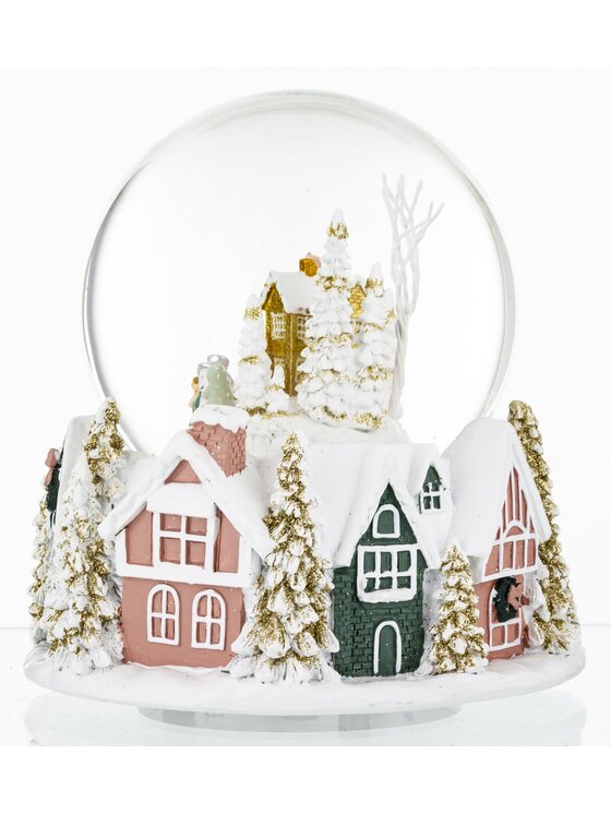 MIAhome Figurka Kula śnieżna świąteczna Pastelowe Domki 16x15x15 cm ...