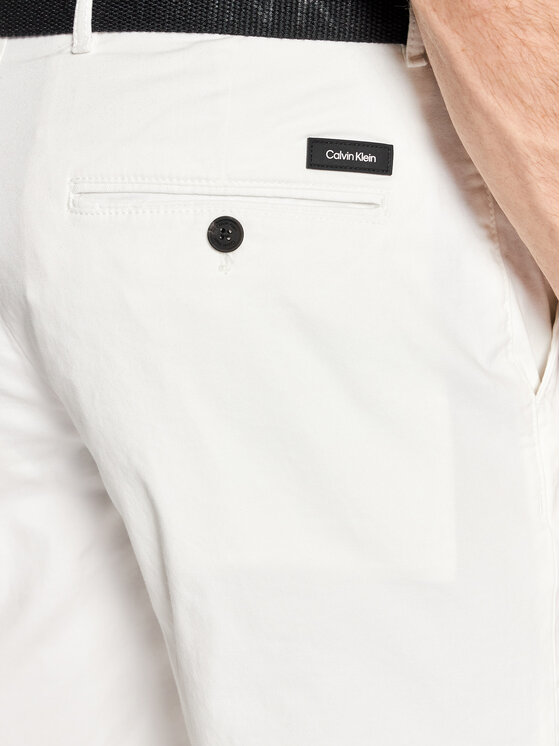 Calvin Klein Szorty Materiałowe Garment Dye Belted K10k109443 Biały