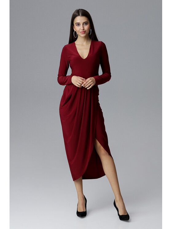 FIGL Sukienka M636 Bordowy Regular Fit | Modivo.pl