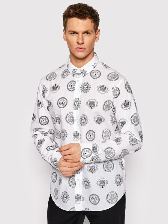 Versace Jeans Couture Cămașă Print Coin Outline 72GAL2S4 Alb Slim Fit ...