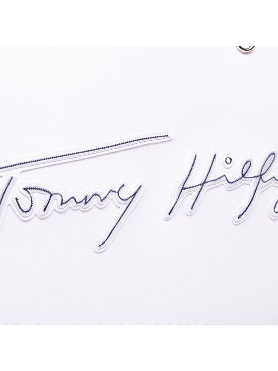 Tommy Hilfiger Τσάντα Iconic Tommy Tote Signature AW0AW09707 Λευκό ...