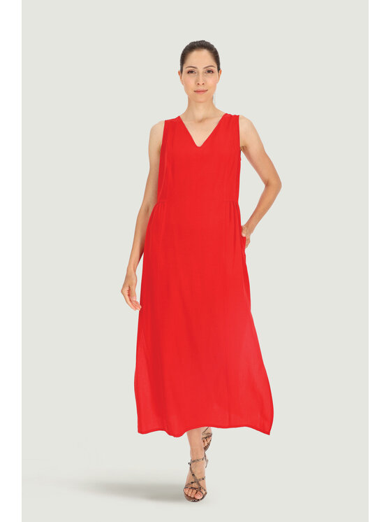 Deni Cler Milano Sukienka letnia W-DC-3087-E2-J1-30-1 Czerwony Oversize | Modivo.pl