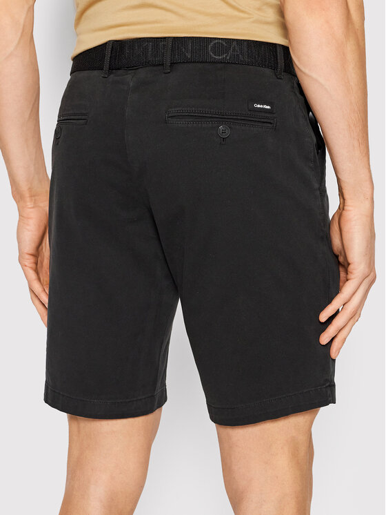 Calvin Klein Szorty Materiałowe Garment Dye K10k109443 Czarny Slim Fit