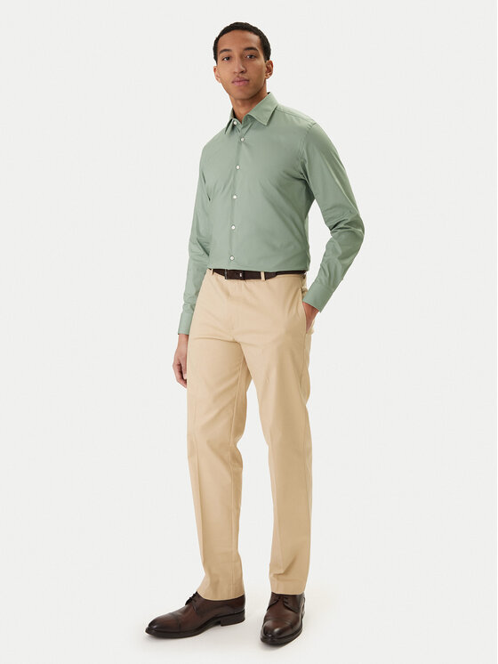 BOSS Koszula H-Hank 50469345 Zielony Slim Fit | Modivo.pl