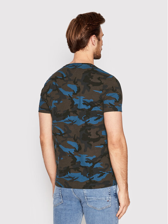 Tommy Hilfiger T Shirt Camo Logo MW0MW24545 Dunkelblau Regular Fit Modivo
