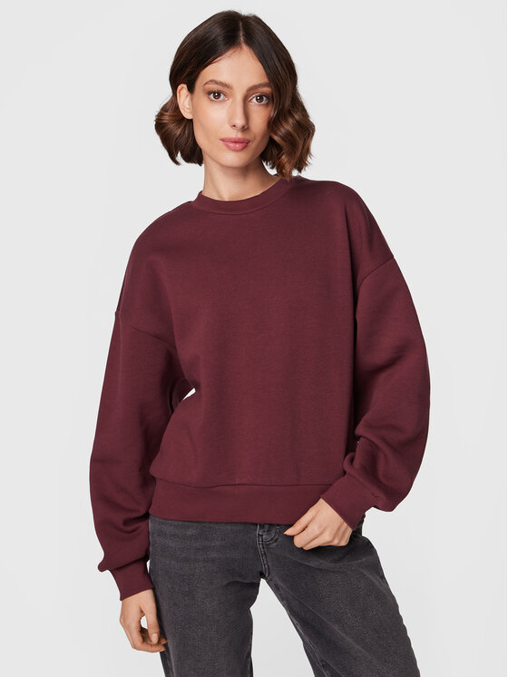 Gina Tricot Bluza Basic 10943 Bordowy Relaxed Fit | Modivo.pl