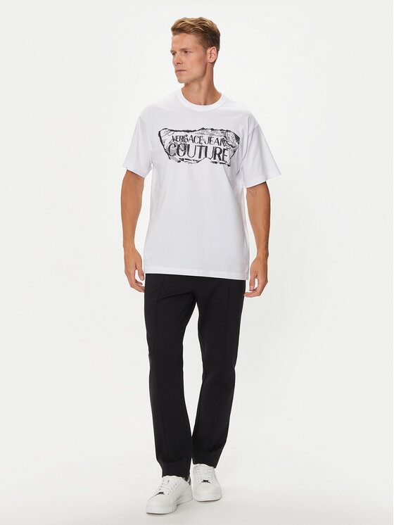 Versace Jeans Couture Tricou 76GAHE03 Alb Regular Fit | Modivo.ro