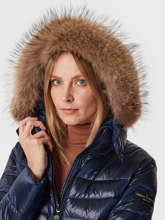 Frieda & Freddies Kurtka puchowa 8731C Granatowy Slim Fit | Modivo.pl