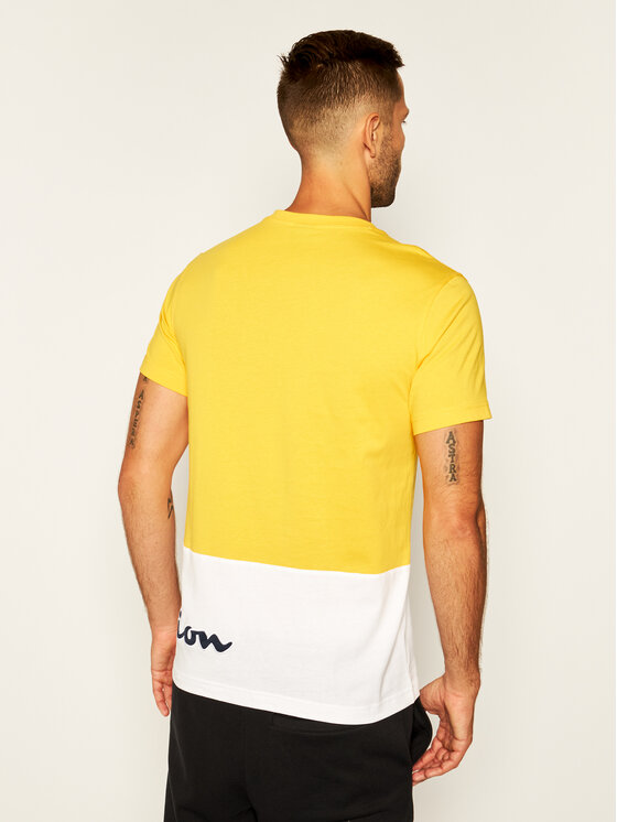 Champion T-Shirt Colour Block Wraparound Logo 214208 Żółty Regular Fit ...