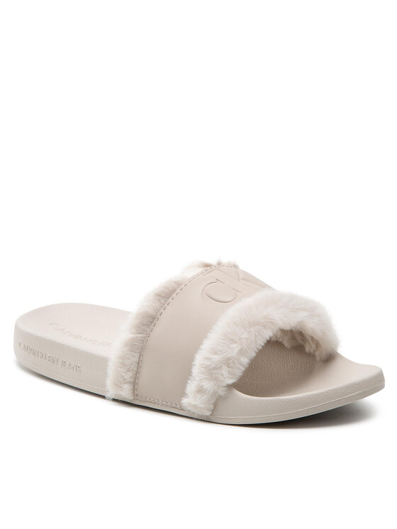 Calvin Klein Jeans Natikače Slide W/Fake Fur YW0YW00754 Bež | Modivo.hr