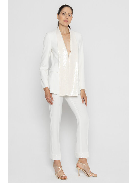 Deni Cler Milano Spodnie materiałowe W-DC-5269-D5-H4-11-1 Écru Regular Fit | Modivo.pl