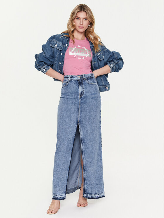 Guess T-Shirt Logo W3GI38 J1314 Růžová Slim Fit | Modivo.cz