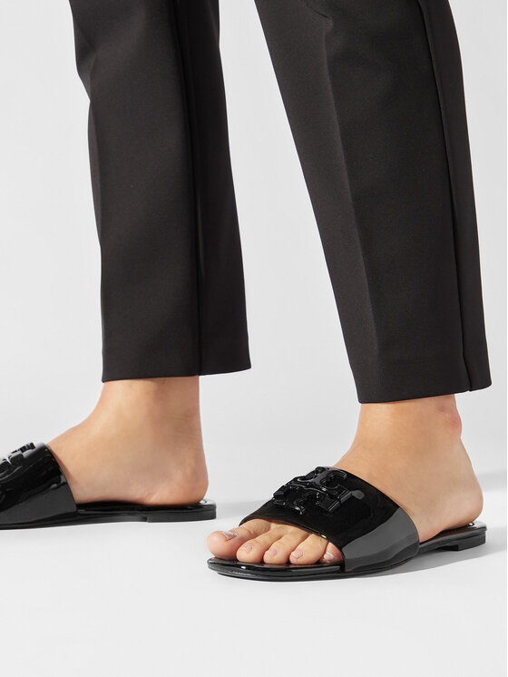 Tory Burch Şlapi Eleanor Slide Patent Leather 149266 Negru | Modivo.ro