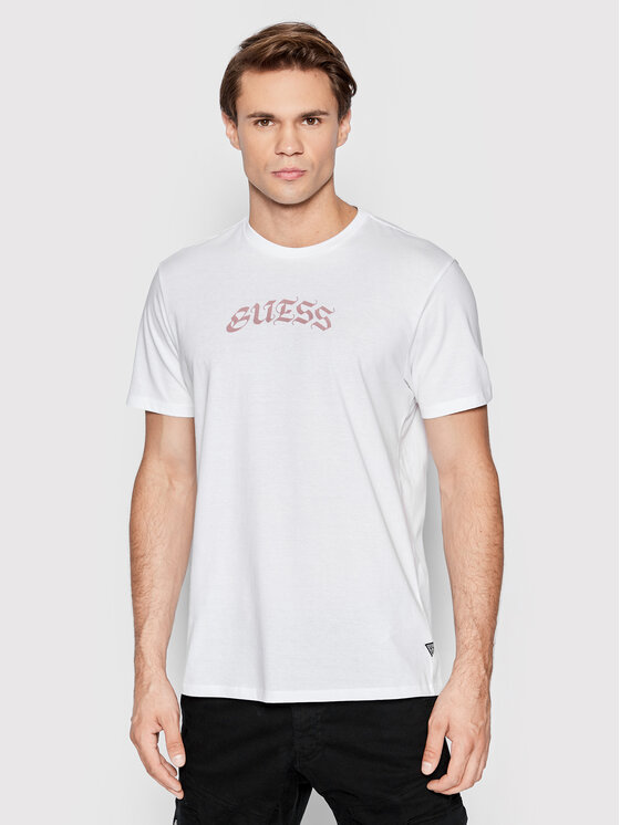 Guess Tricou Old English Logo M2YI12 K9RM1 Alb Regular Fit | Modivo.ro