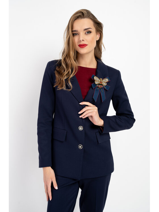 CLICK Marynarka 70-817 Granatowy Feminine Fit | Modivo.pl
