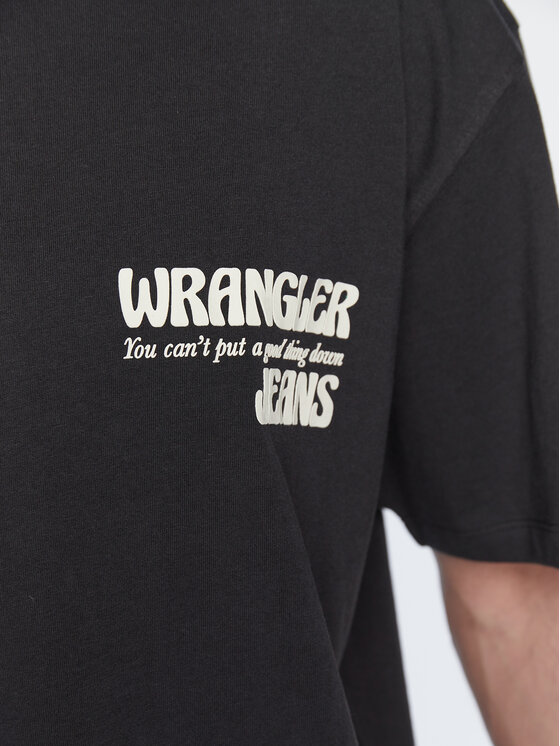 Wrangler T-Shirt Slogan W70NEEXV6 112321205 Czarny Relaxed Fit | Modivo.pl