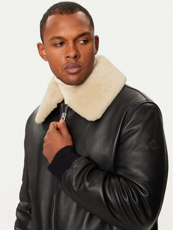 Moose Knuckles Geacă de piele Toba M34ML313 Negru Regular Fit | Modivo.ro