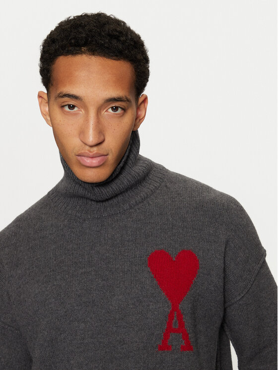 AMI PARIS Pull à col roulé BFUKS406.018 Gris Regular Fit | Modivo.fr