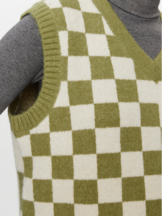 Vans Sweter Courtyard Checker Sweater Vest VN000F6WBD41 Zielony Regular ...