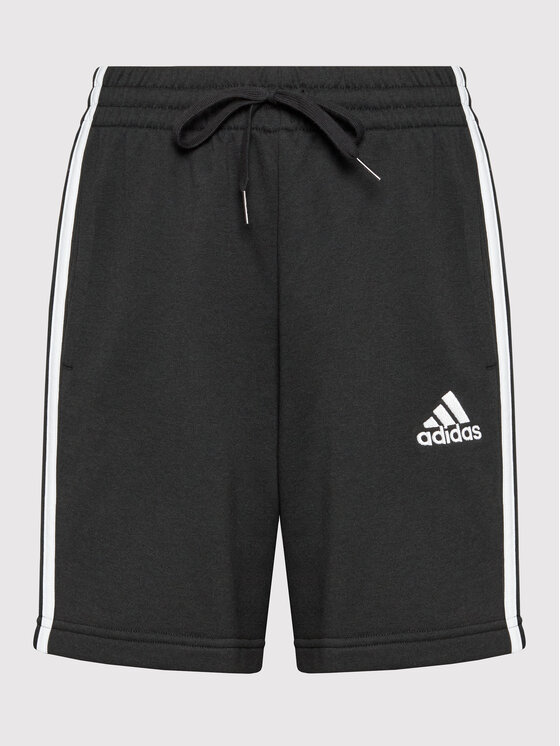 adidas Szorty sportowe Essentials French Terry 3-Stripes GK9597 Czarny Regular Fit | Modivo.pl