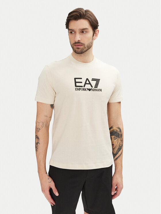 EA7 Emporio Armani T-Shirt 7M000224 AF10375 M1013 Beżowy Regular Fit | Modivo.pl