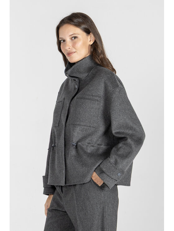 Deni Cler Milano Kurtka damska T-DC-9055-E5-80-88-1 Szary Loose Fit ...