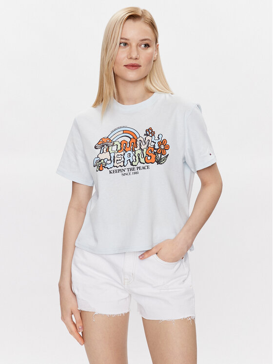 Tommy Jeans Тишърт Homegrown DW0DW15473 Светлосиньо Relaxed Fit | Modivo.bg