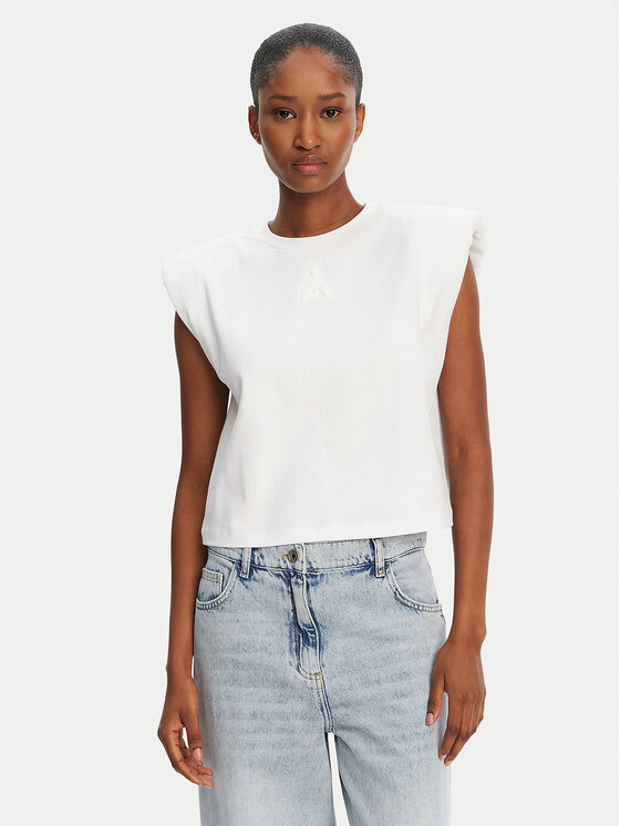 Patrizia Pepe T-Shirt 2M4443/J289-W103 Biały Regular Fit | Modivo.pl