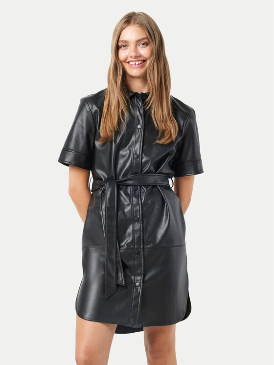 Noisy May Šaty z imitace kůže Andy 27026068 Černá Regular Fit | Modivo.cz