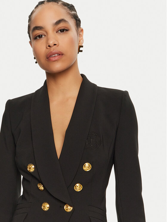Elisabetta Franchi Marynarka Gi-093-46e2-v560 Czarny Regular Fit 