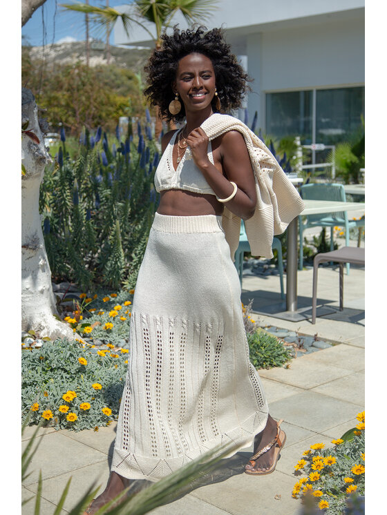 Fobya Komplet top i spódnica F1672 Écru | Modivo.pl