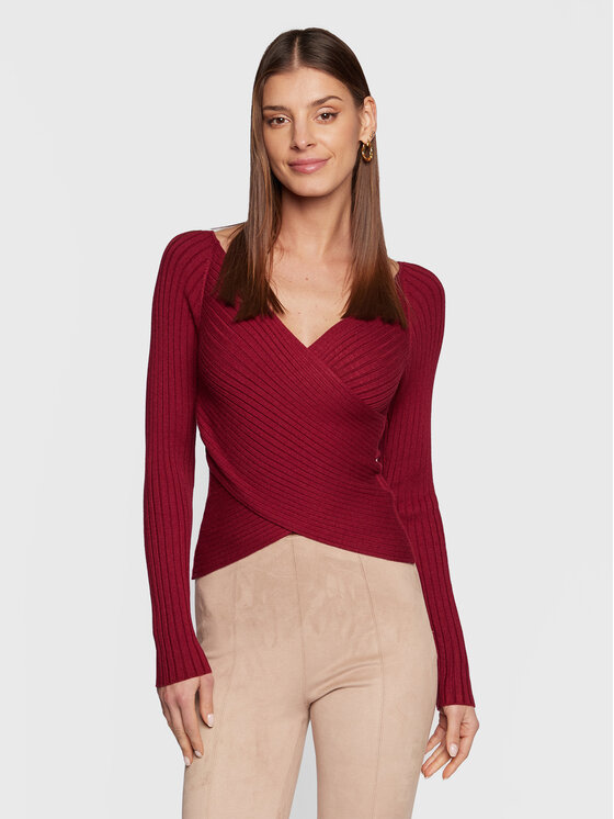 Guess Sweter W3RR37 Z2V42 Bordowy Slim Fit | Modivo.pl