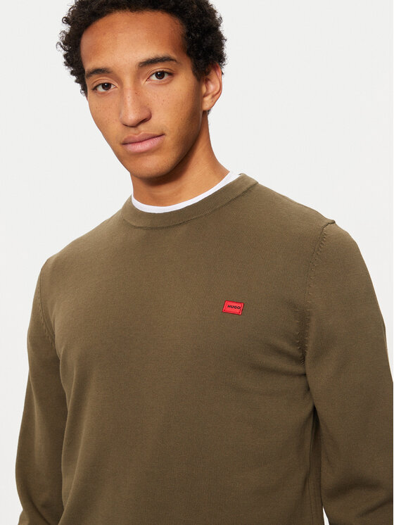 Hugo Sweter San Cassius-C1 50475083 Khaki Regular Fit | Modivo.pl