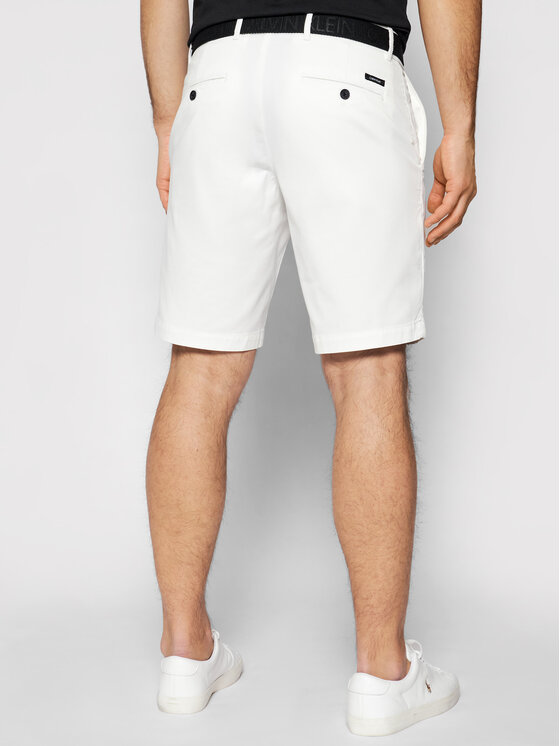 Calvin Klein Szorty Materiałowe Garment Dye Belted K10k107164 Biały