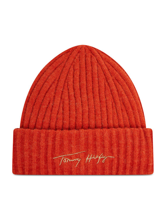 Tommy Hilfiger Mutze Signature Fresh Beanie AW0AW10621 Rot Modivo