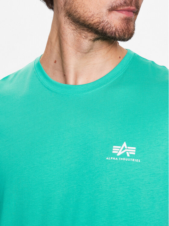 Alpha Industries T-Shirt Basic T Small Logo 188505 Zielony Regular Fit | Modivo.pl