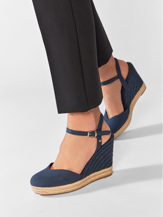 Tommy Hilfiger Espadrilles Basic Closed Toe High Wedge FW0FW04786 Dunkelblau Modivo