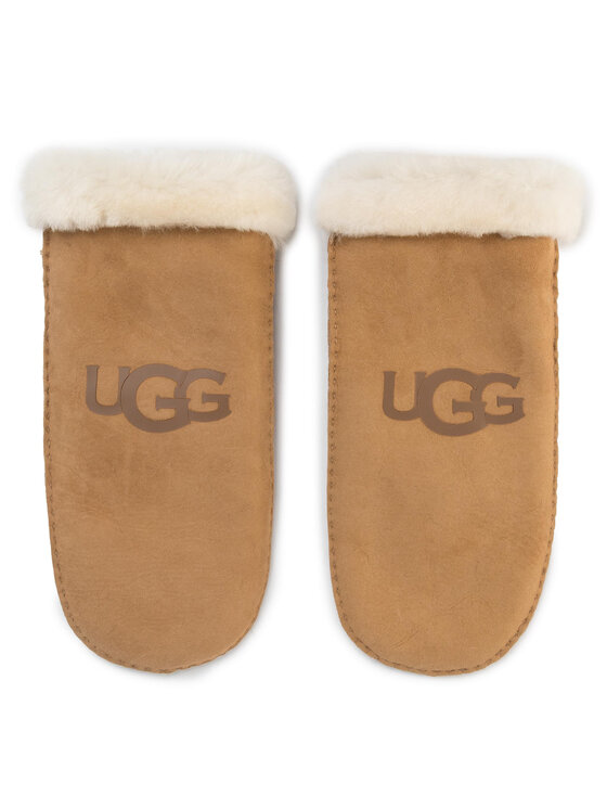 Ugg Ženske rokavice W Sheepskin Logo Mitten 18690 Rjava | Modivo.si