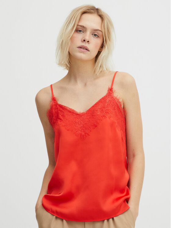 ICHI Top 20108905 Czerwony Regular Fit | Modivo.pl