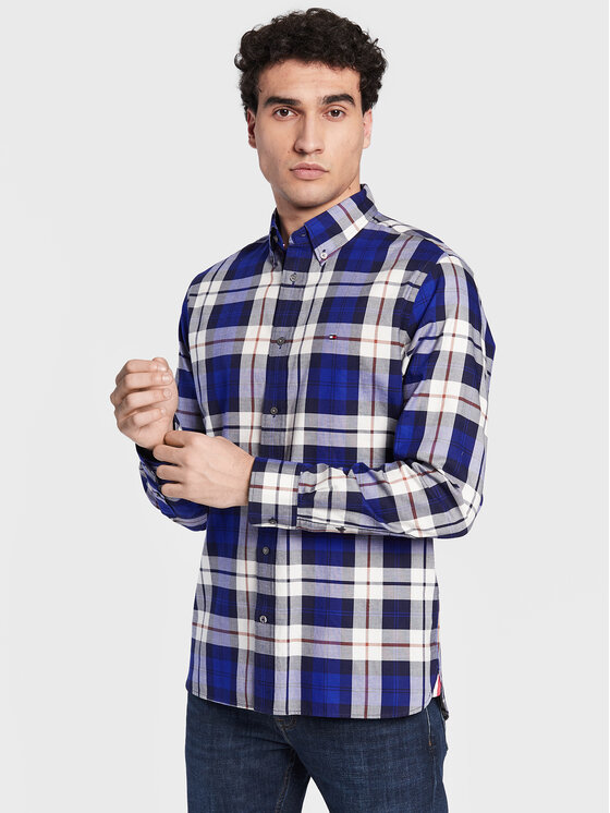 Tommy Hilfiger Πουκάμισο Oxford Blackwatch MW0MW29185 Σκούρο μπλε ...