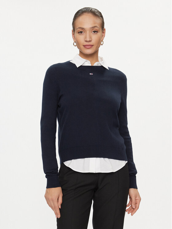 Tommy Jeans Pullover Essential DW0DW17254 Dunkelblau Regular Fit Modivo