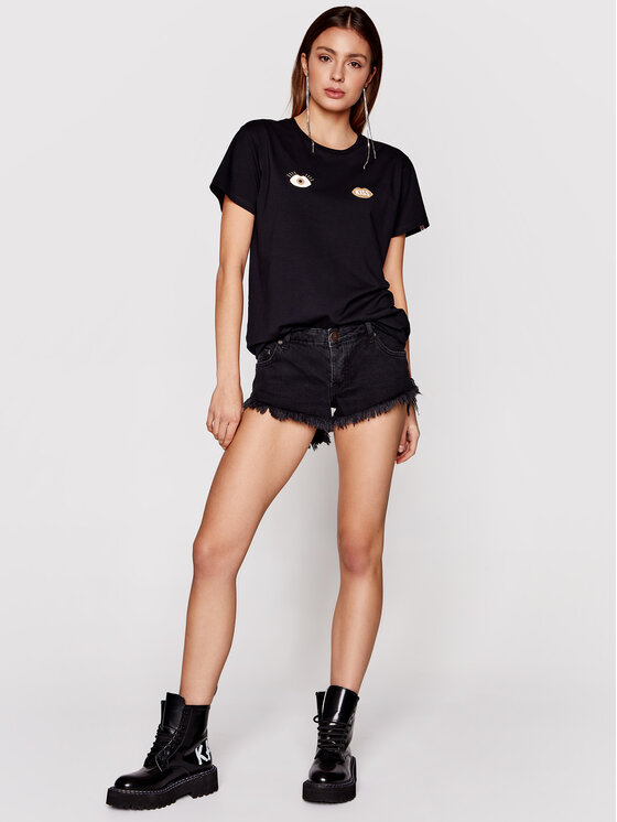 PLNY LALA Тишърт Look And Kiss PL-BL-MZ-00006 Черен Classic Fit | Modivo.bg