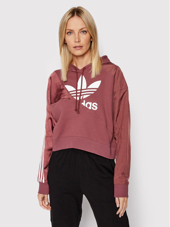 Adidas Bluza Adicolor Split Trefoil Hc7035 Bordowy Relaxed Fit Modivo Pl