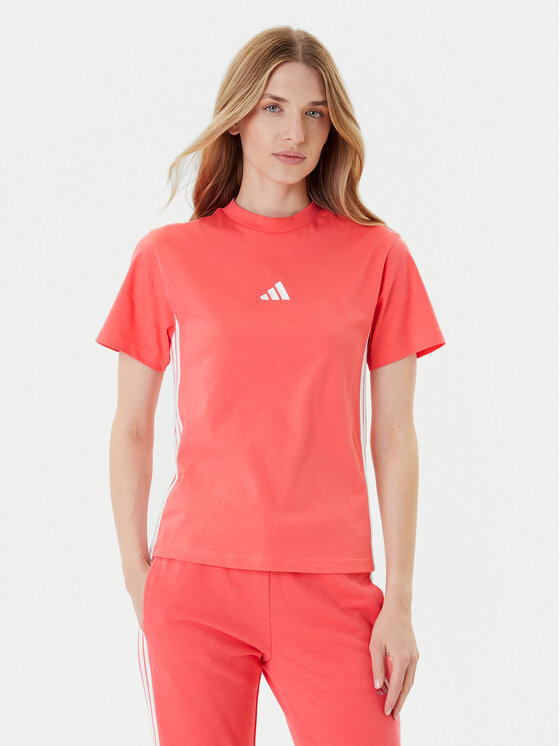 adidas T-Shirt Essentials 3-Stripes KE4377 Koralowy Regular Fit | Modivo.pl