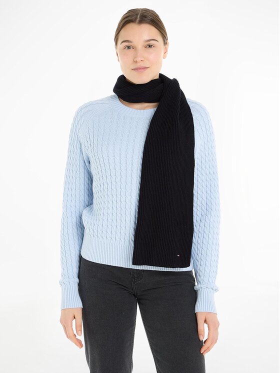 Tommy Hilfiger Зимен шал Essential Flag Scarf AW0AW15348 Черен | Modivo.bg