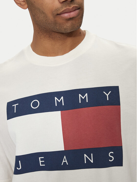 Tommy Jeans T Shirt Big Flag DM0DM18547 WeiB Oversize Modivo